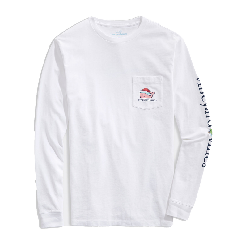 Vineyard Vines Christmas Whale Long Sleeve Pocket Tee Pga Tour Superstore